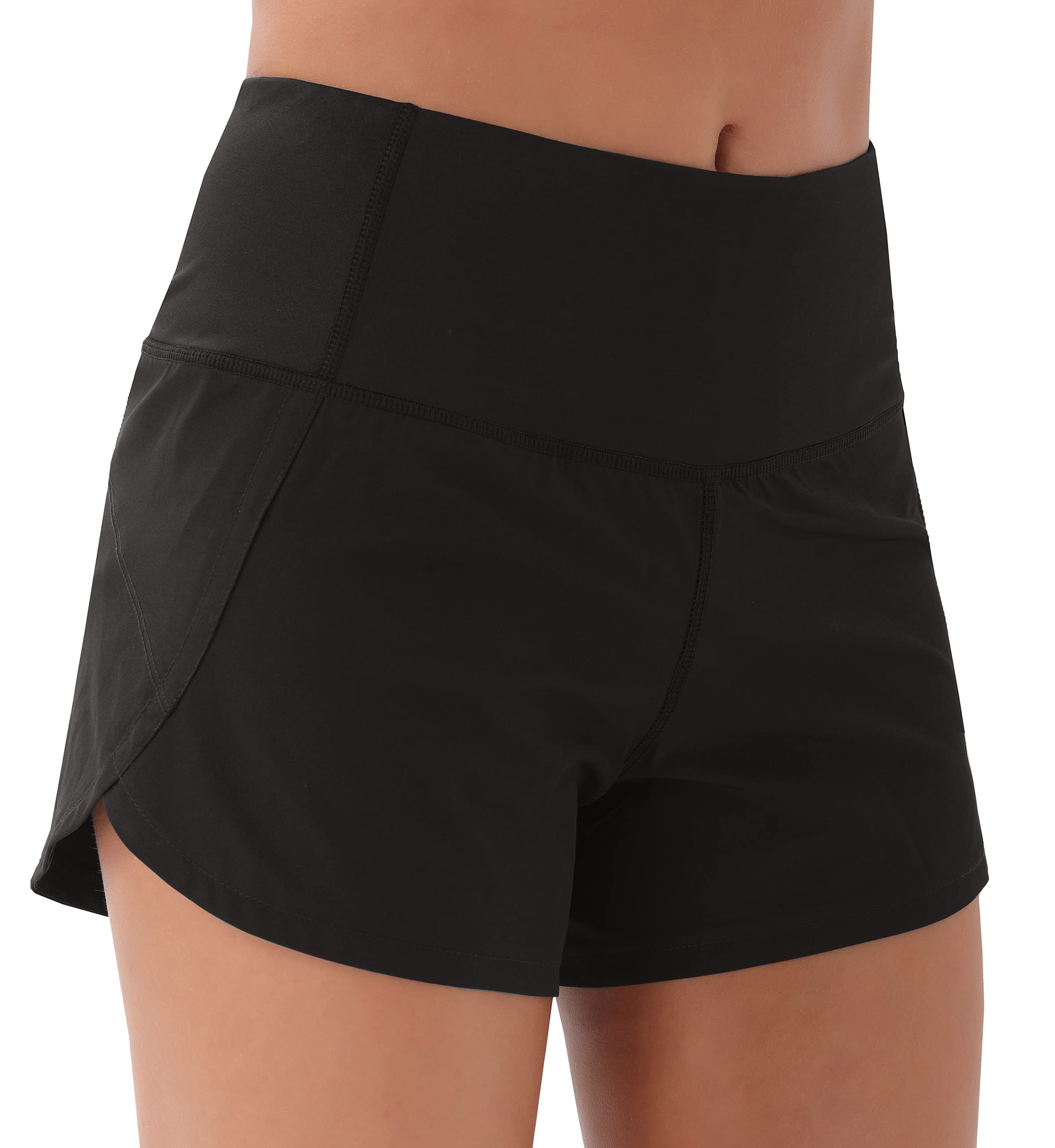PERSIT Running Shorts for Women Athletic Shorts for Women High Waisted Quick Dry Workout Exercise with Pockets Black