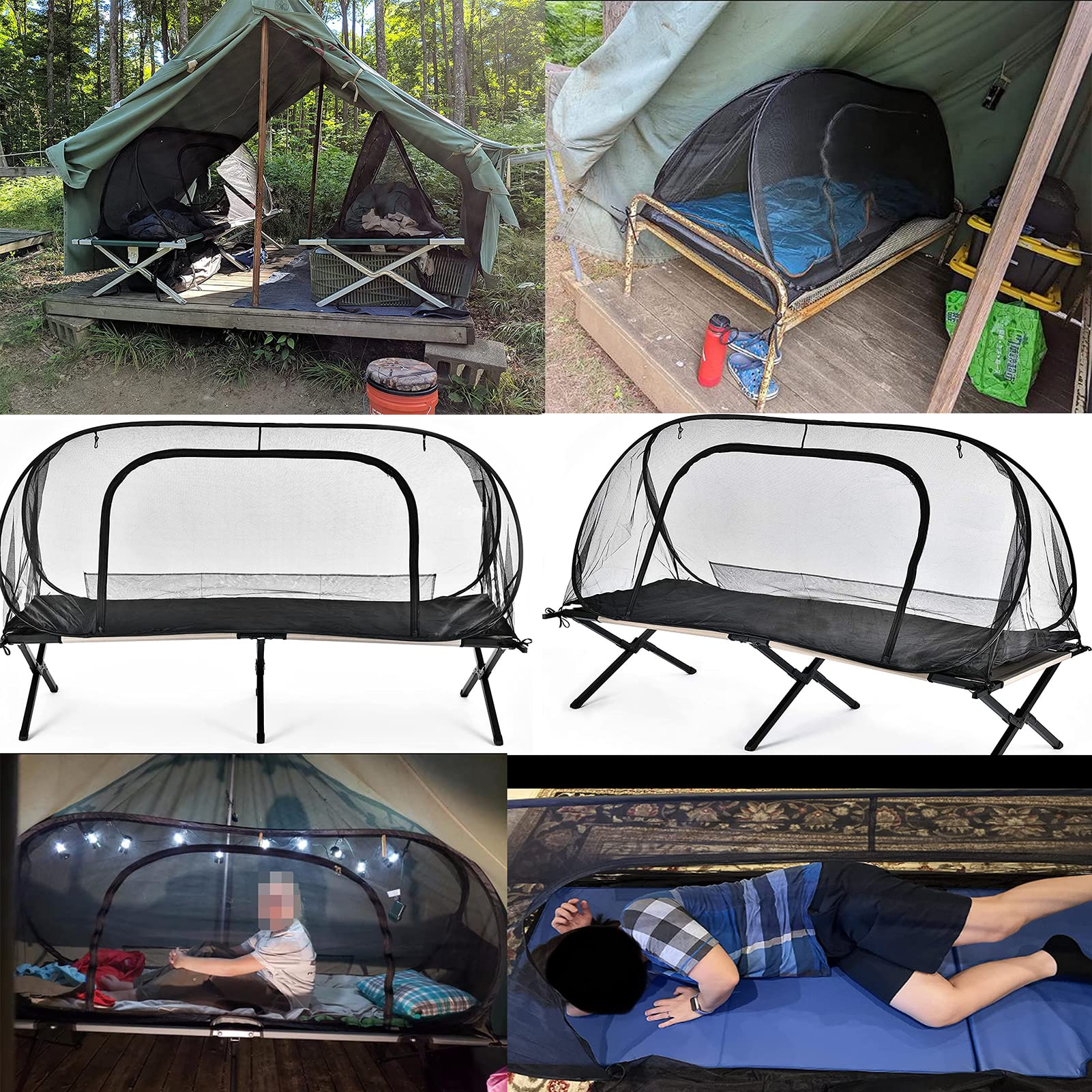 Pop UP Mosquito Tent for Camping Outdoor Travling Backyard, Self Standing Auto- Expanding, Single Portable Mosquito Net Tent (Tarp Floor)