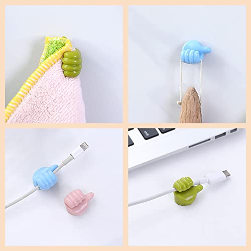 WAYUTO 12Packs Adhesive Hooks for Hanging Wall Decor Small Silicone Sticky Wall Hooks Damage Free Cord Holder Cute Hand Shape Utility Shower Hooks Hanger for Office Kitchen Bathroom
