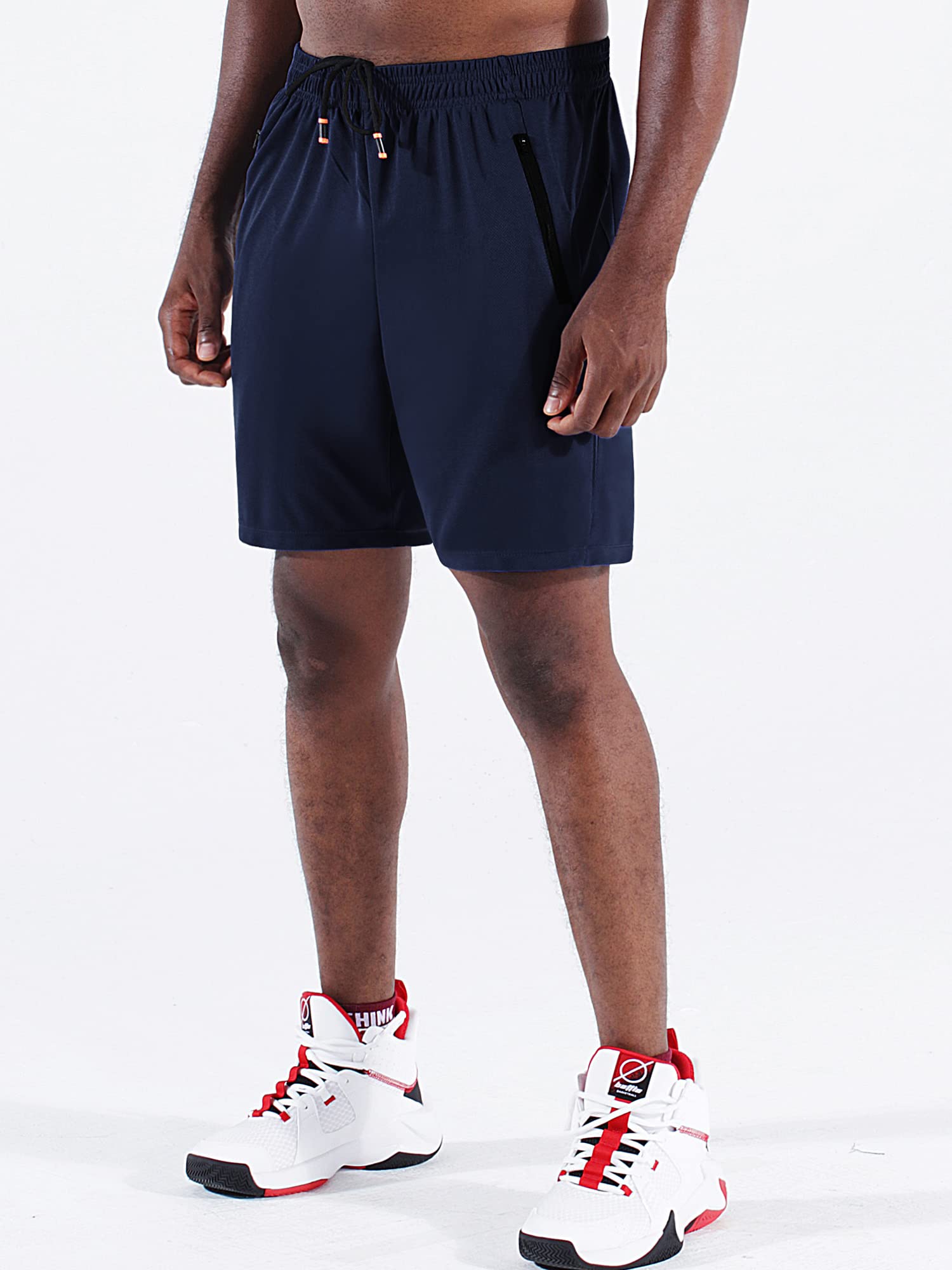 NELEUS Men's Basketball Shorts 7" Workout Running Shorts,6083,3 Pack,Black/Grey/Navy Blue,L