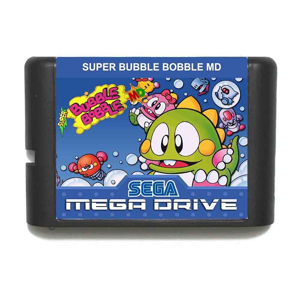 Super Bubble Bobble Game Cartridge 16 Bit MD Game Card With Retail Box For Sega Mega Drive For Genesis (Black)