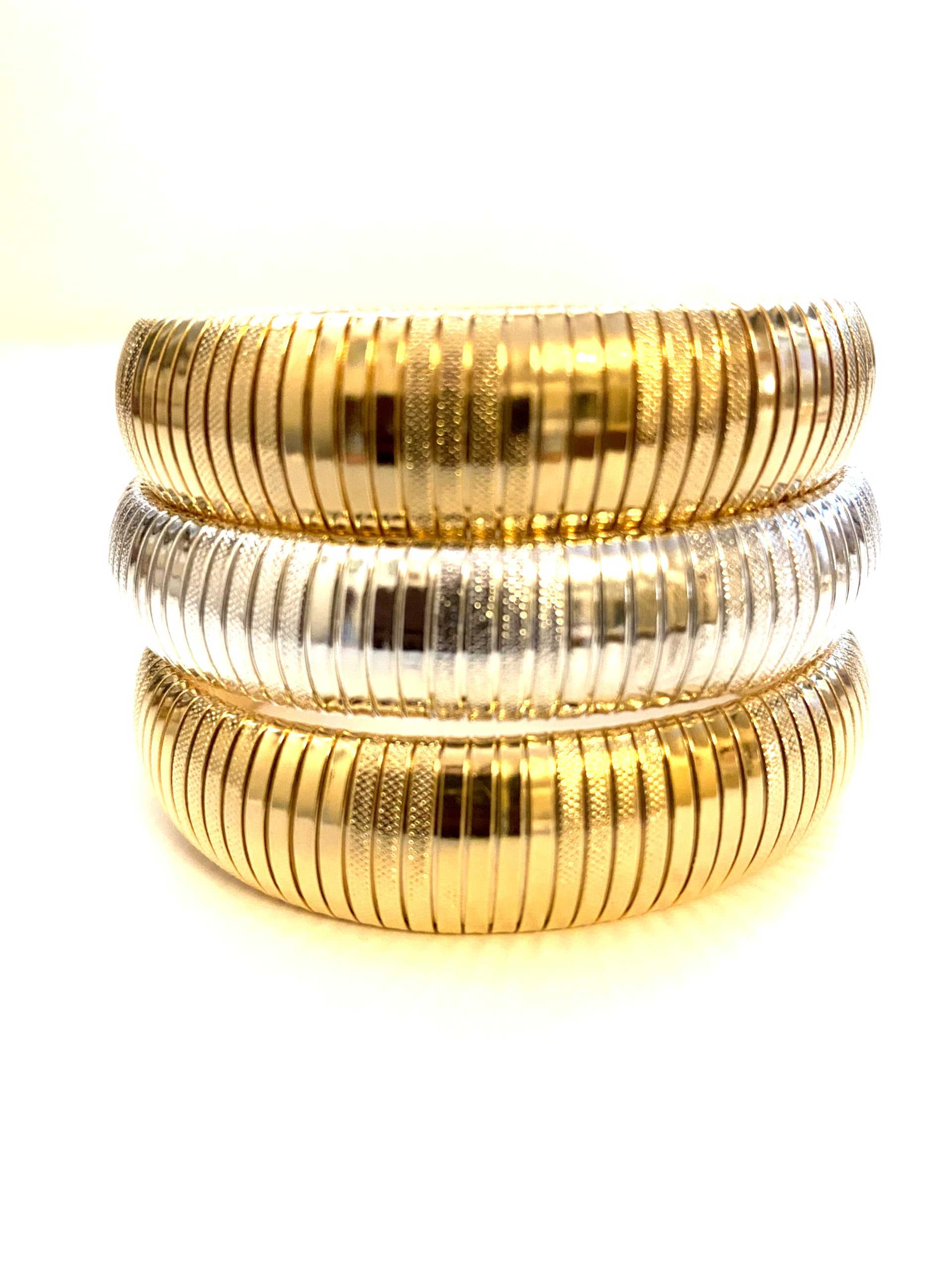 Marshal Metal Fashion Bracelet Omega 18k Gold Plated Brass Stretch Cobra Bracelet (14mm))
