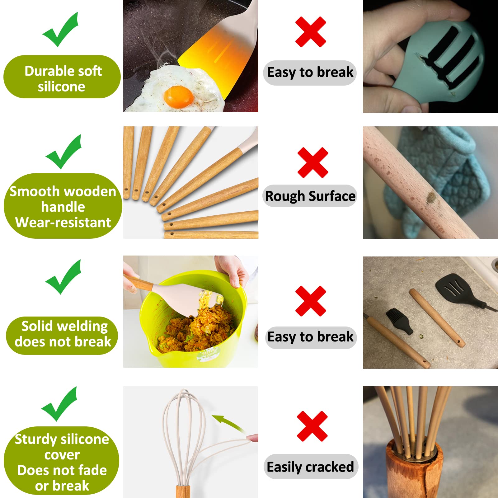 Kitchen Cooking Utensil Set, Fungun 35 pcs Cooking Utensils - Nonstick Kitchen Utensils Cookware Set Spatula Set -Kitchen Gadgets Utensils Set, Kitchen Tools Gift-khaki