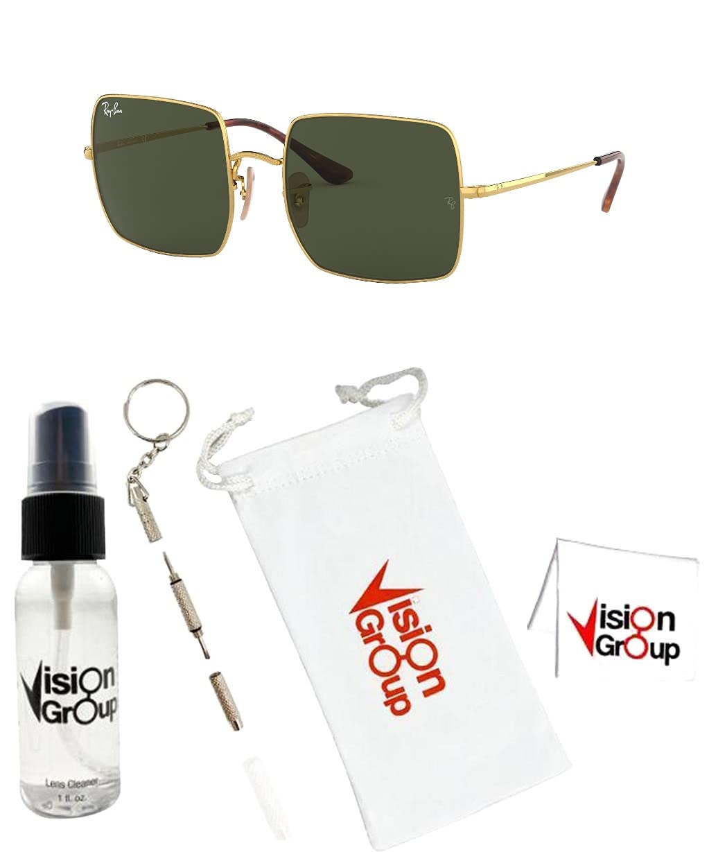 Ray-Ban RB1971 Square Sunglasses + Vision Group Accessories Bundle (Arista/Clear Gradient Brown (914751))
