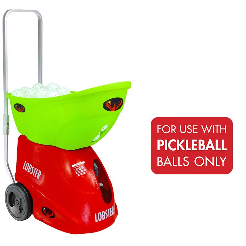 Lobster Sports – The Pickle by Lobster Pickleball Machine – Full-Featured – Adjustable Topspin & Backspin – Lightweight 35 lb – Holds 135 Balls – Horizontal Oscillation – Battery Powered