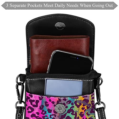 Small Crossbody Bag Leopard Color Cell Phone Purse Wallet