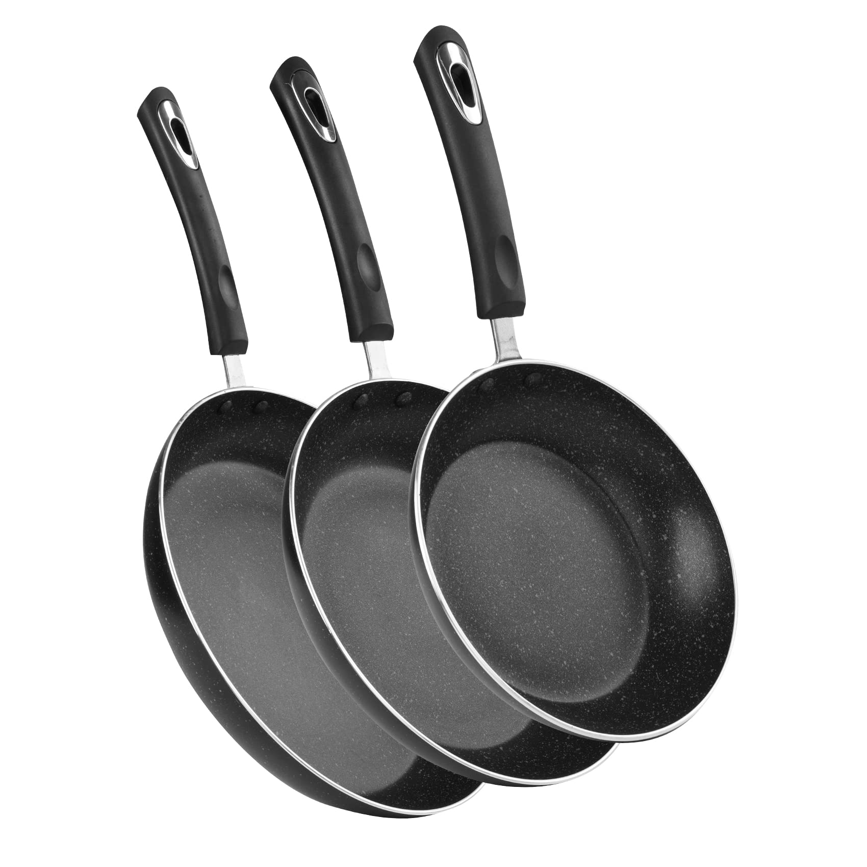 RATWIA Frying Pan 3-Piece Set, Nonstick Skillet Set for Induction Cooktop, Frying Pan Nonstick 8 Inch+9.5 Inch +11 Inch (Black)
