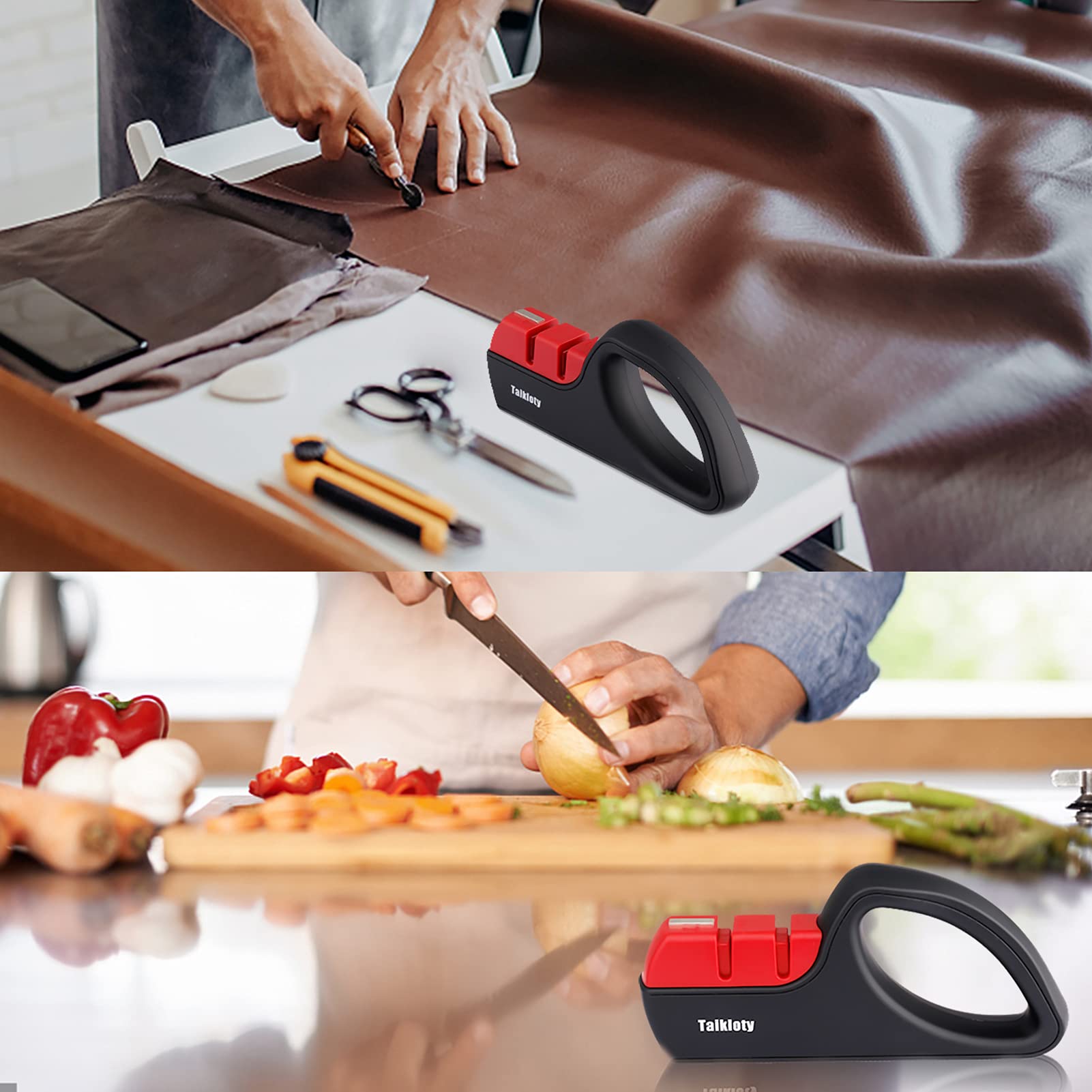 Kitchen Knife and Scissors Sharpener - Taikloty 2021 New 5-in-1 Multifunctional Knife Sharpening System - Safely Sharpen Knives with Diamond, Ceramic,Tungsten for Knife and Scissor