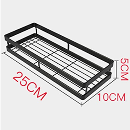 YEAPA Kitchen Hanging Rack Wall Mount Seasoning Rack Stainless Steel Kitchen Wall Organizer Adhesive No Drilling Black for Bathroom Dining Room,1 Pack 25cm (Size : 2 Layers 25cm)
