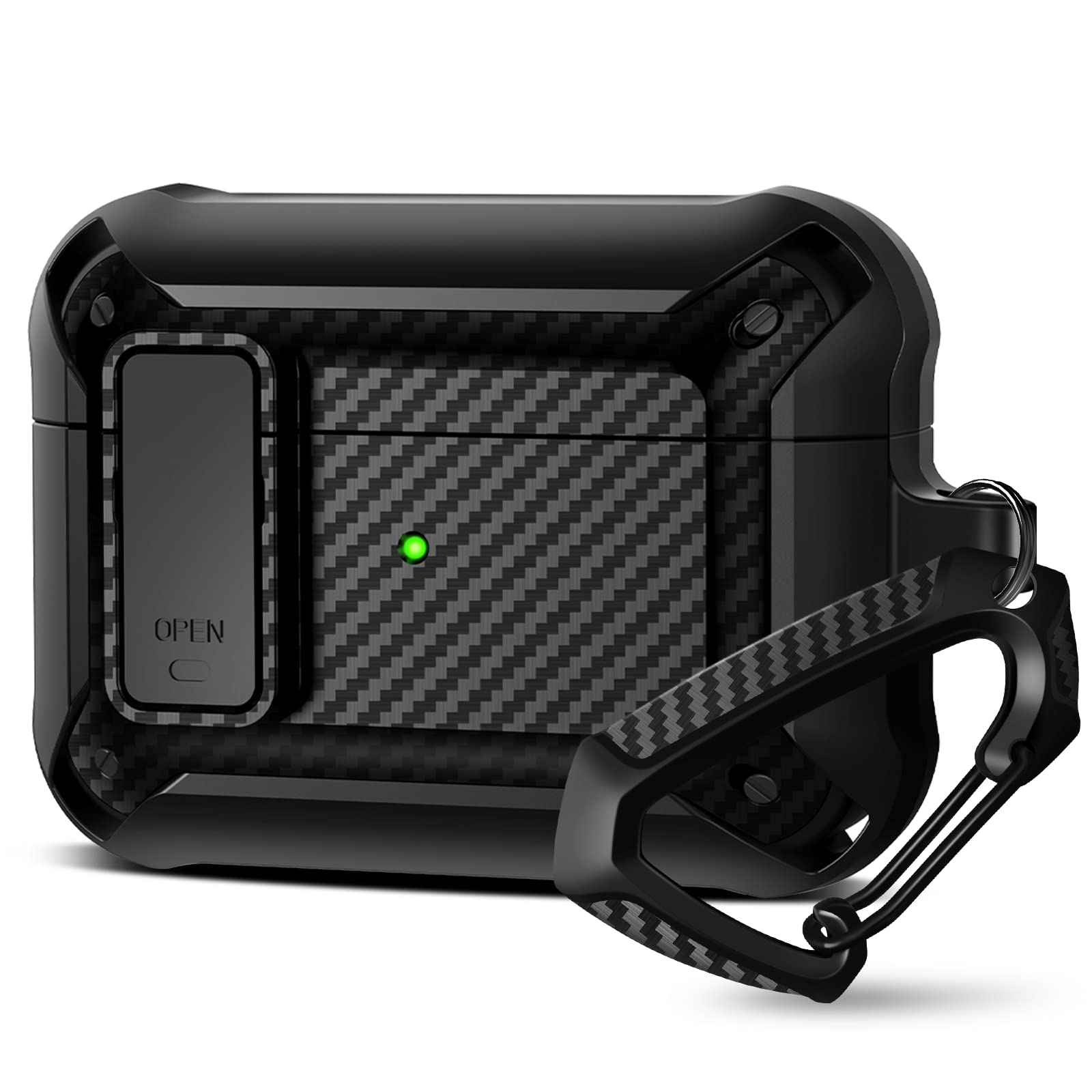 Vsagier Case for Airpods Pro Case Cover with Lock Lid, Protective Cover Compatible with Airpod Pro Case for Men Women, Shockproof Rugged Shell for Air Pods Pro Charging Case,Black