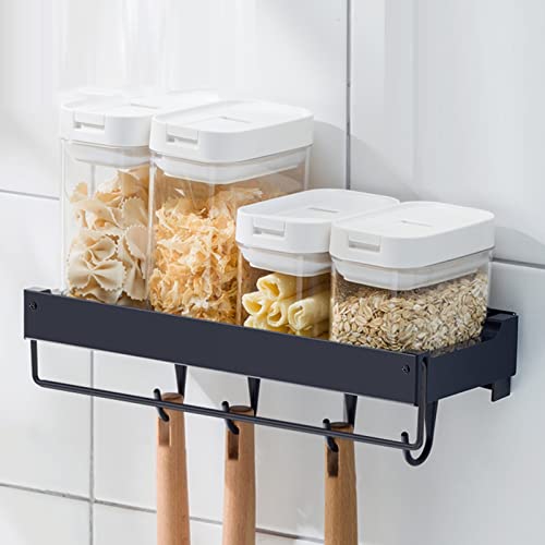 YEAPA Kitchen Hanging Rack No Drilling Kitchen Utensil Hanger Black Kitchen Wall Rack Wall Mounted Adhesive with Hook Stainless Steel for Cabinet Door Kitchen,C2 Pack 40cm (Size : B30cm)