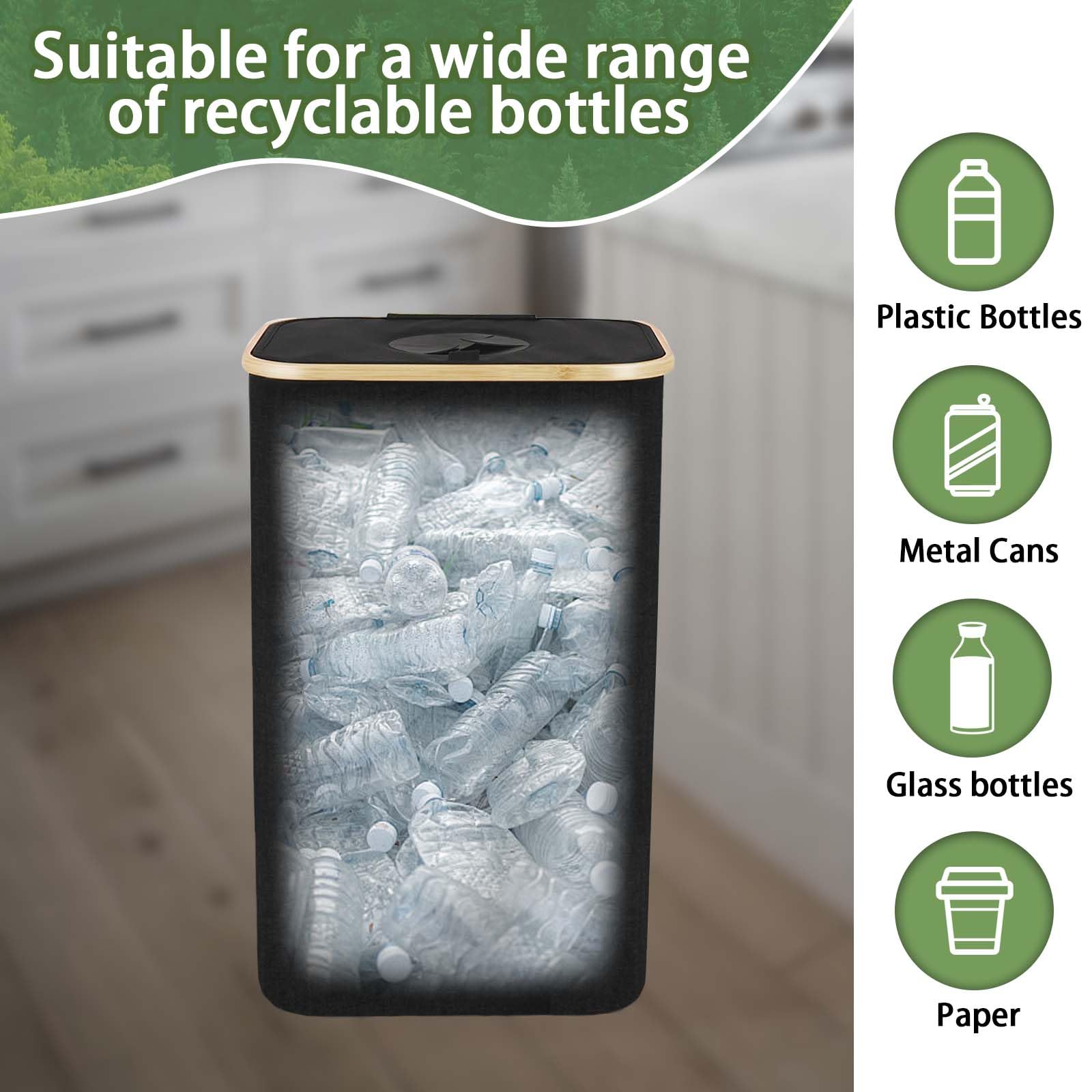 Wyxexx Recycling Bin for Kitchen 26 Gallon,100L Recycle Bins for Kitchen Indoor with 2 Removeable and Reusable Inner Bag, Large Recycling Bin with Lid for Bottle Cans Plastice Stickers Glass