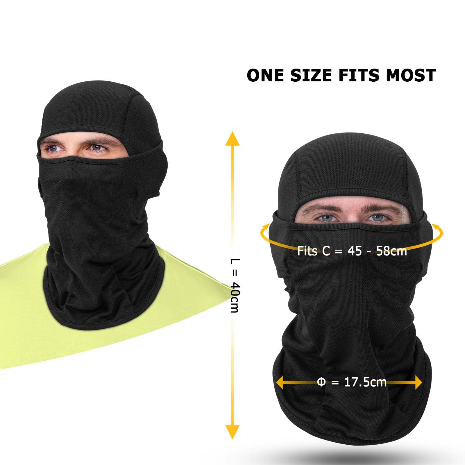 RnCop 2 Pack Balaclava Face Mask for Men Women Lightweight Ski Motorcycle Running Riding-Black