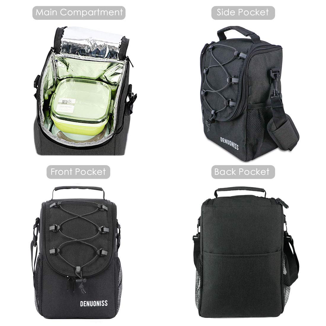 Sethruki Lunch Bag Insulated Lunch Box Lunch Shoulder Tote Bag Drinks Holder Durable Oxford Thermal Snacks Organizer for Women Men Work Picnic Hiking Beach Fishing