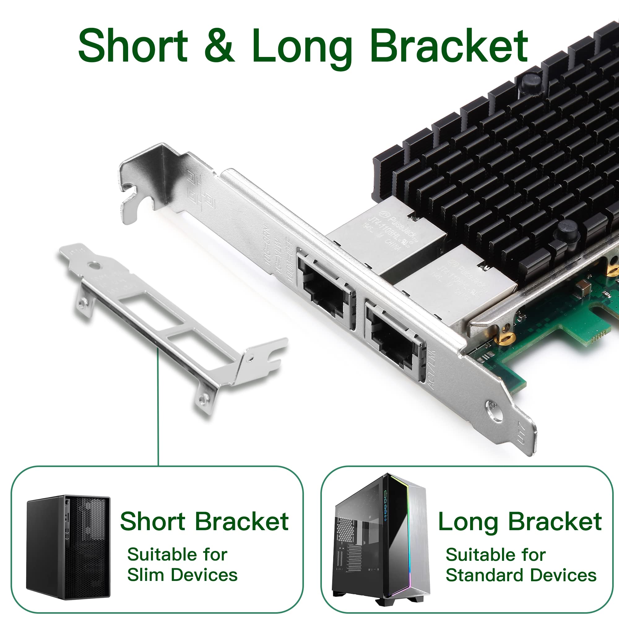 XZSNET 10G Network Card with Intel X540 Chip, 10GB PCI-E NIC Compare to Intel X540-T2, Dual RJ45 Port PCI Express X8 Ethernet Adapter Support Windows/Windows Server/Linux/Freebsd/VMware ESXi
