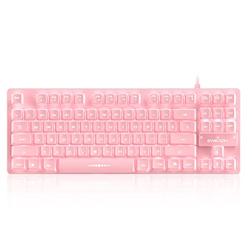 unband 87Key USB Wired Gaming Mechanical Keyboard with White Backlit Pretty Girl Pink Quiet for Desktop Laptop (Mouse Optional) Mechanical Gaming Keyboard RGB led Rainbow Backlit (Color : B)