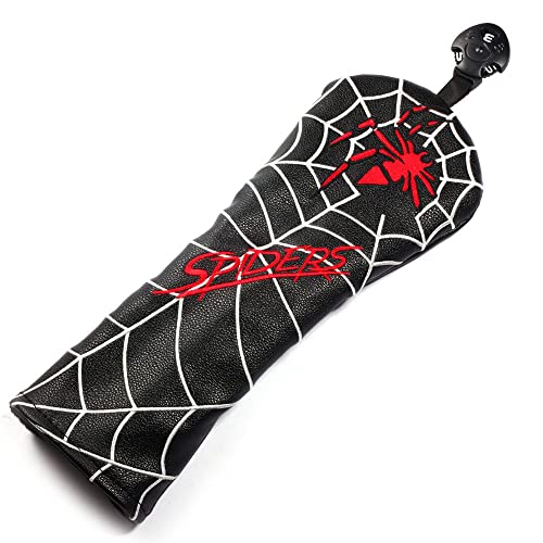PU Leather Spider Embroidery Golf Club Head Covers for Taylormad Driver Fairway Woods Hybird (Black Hybird Cover)