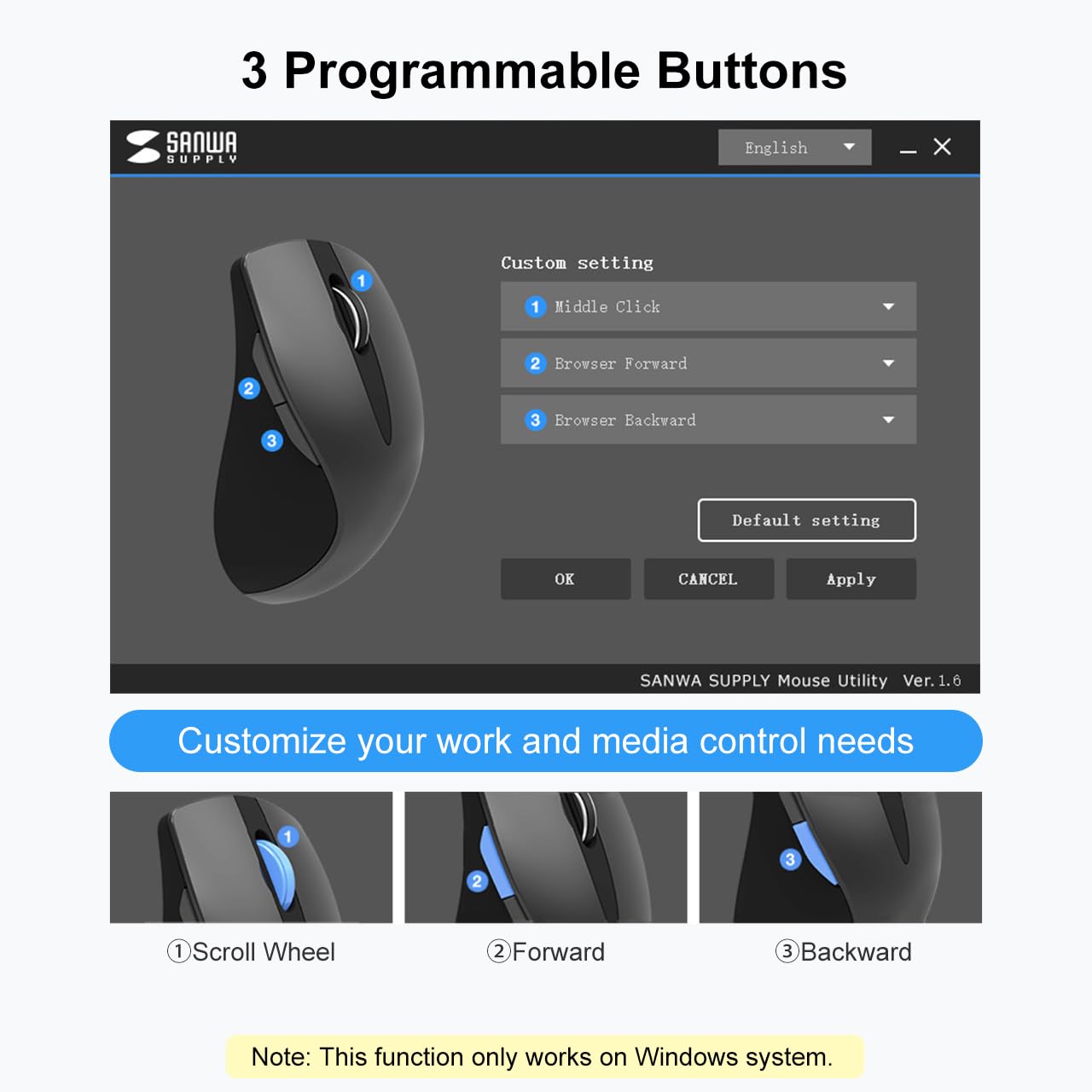 SANWA Bluetooth Wireless Ergonomic Mouse, Optical Vertical Computer Mice, Silent Noiseless Click, Reduce Wrist Strain, (800/1200/1600 DPI, 6 Buttons) Compatible with MacBook, Laptop, Windows, Mac OS