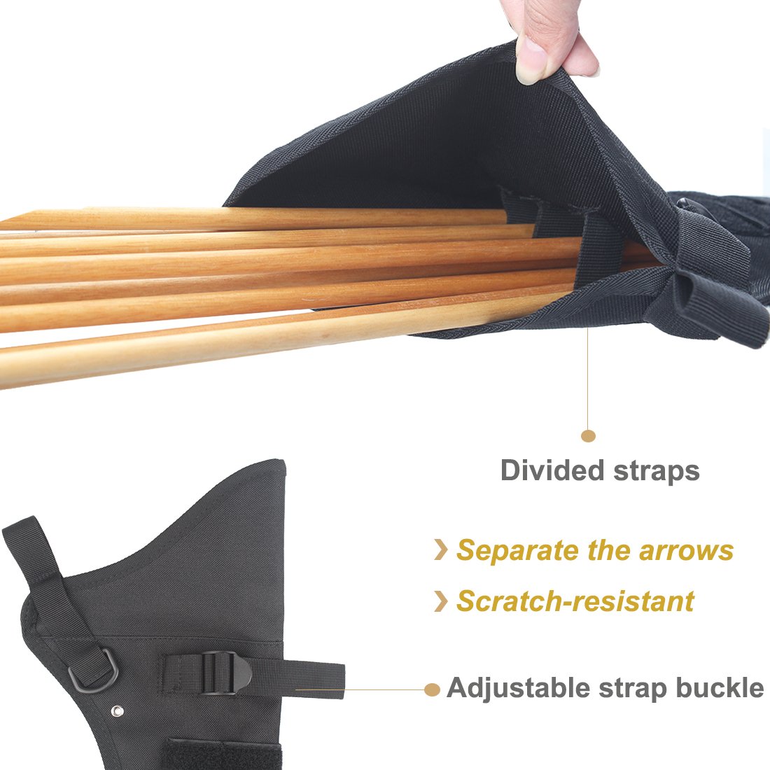 Kratarc Archery Lightweight Hip Arrow Quiver Foldable Compact Arrows Bag with Molle System Hanged for Target Shooting (Black- (with Belt))