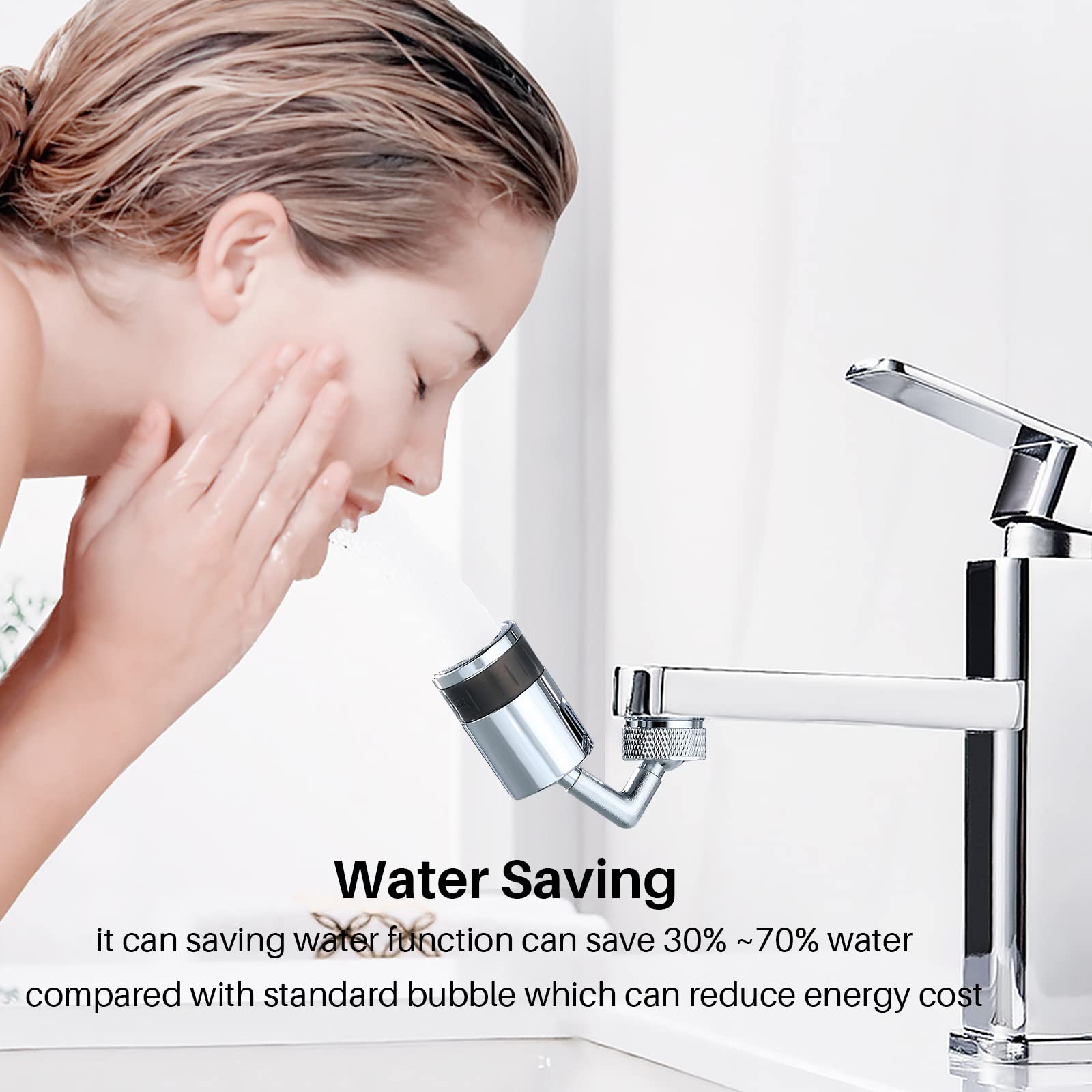 Unecrin Faucet Extender,720 Degree Universal Splash Filter Faucet, Dual Function Swivel Sink Chrome Faucet Attachment for Face Washing, Eyewash, and Gargle, and Bathroom or Kitchen.