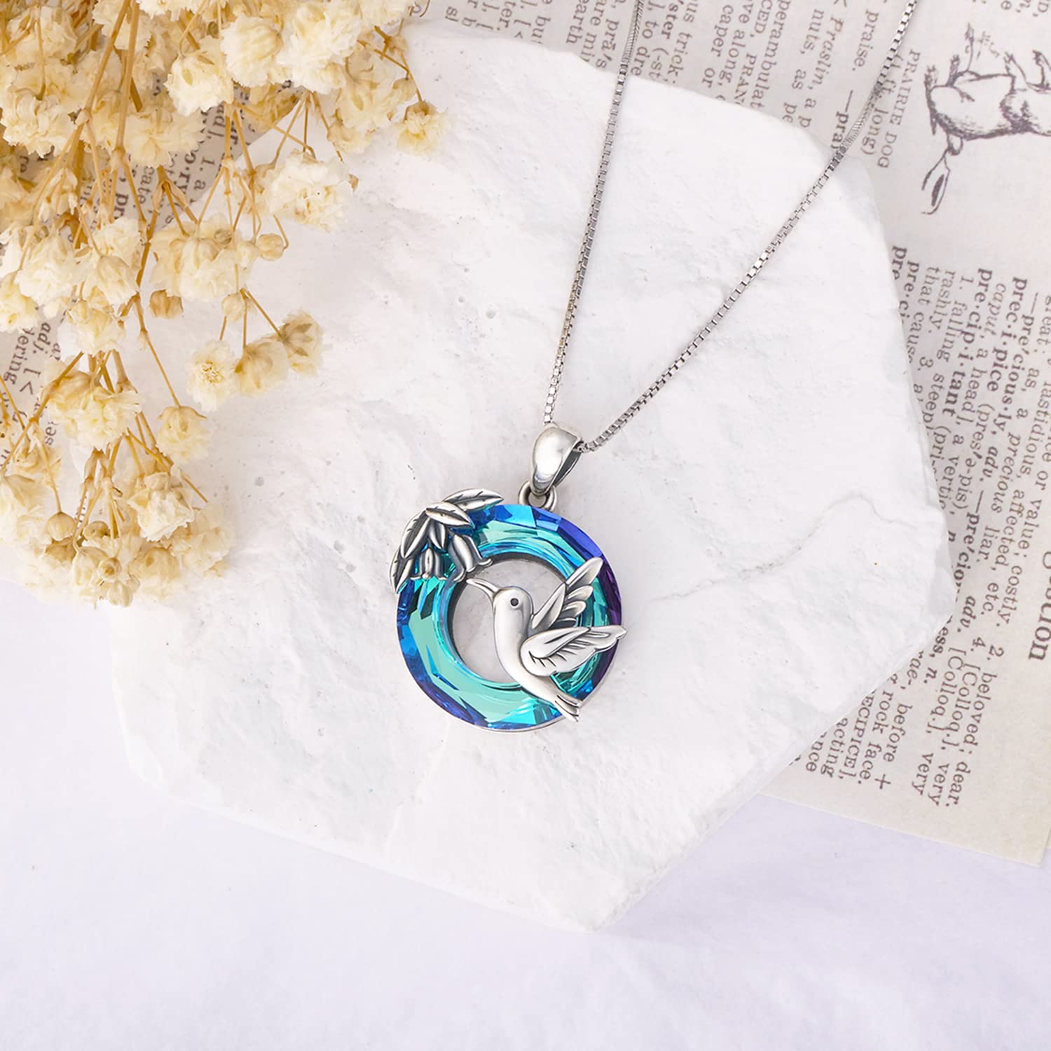 SIMONLY Filigree Hummingbird Necklace 925 Sterling Silver Cute Bird Hummingbird Pendant Gifts