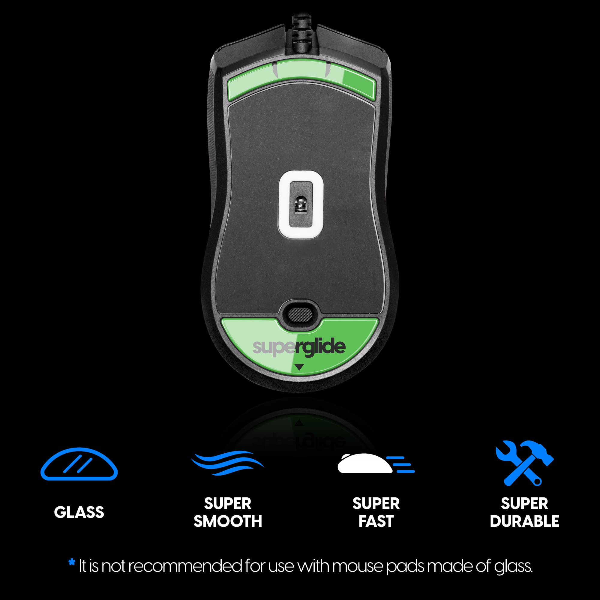 Superglide1 - Super Smooth Polished Surface Mouse Feet/Skates Made with Ultra Strong Flawless Glass Super Fast Smooth and Durable Sole for Razer Viper 8K / Viper [Green]