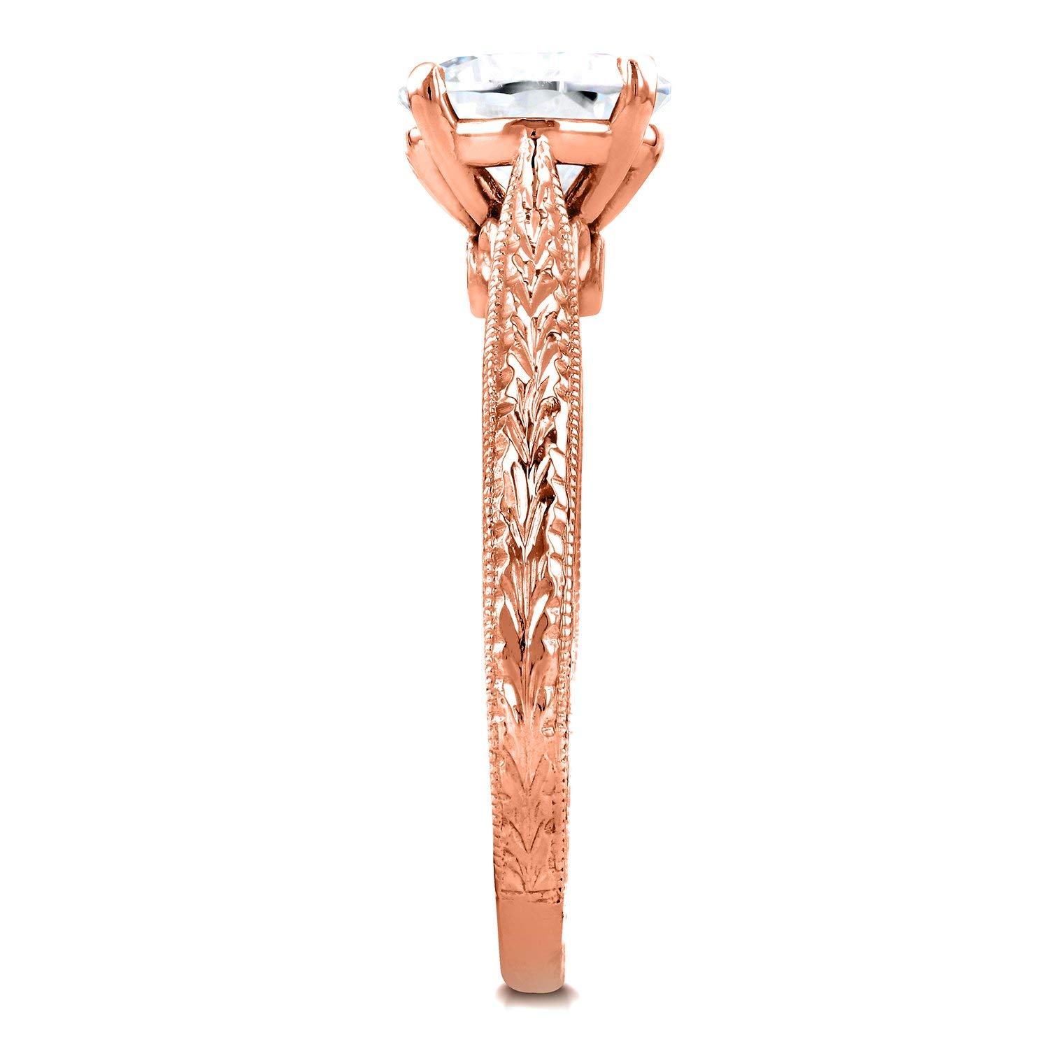 Kobelli Antique Style Moissanite Engagement Ring 1 1/2 Carat (ctw) in 14k Rose Gold, Size 8.5, Rose Gold