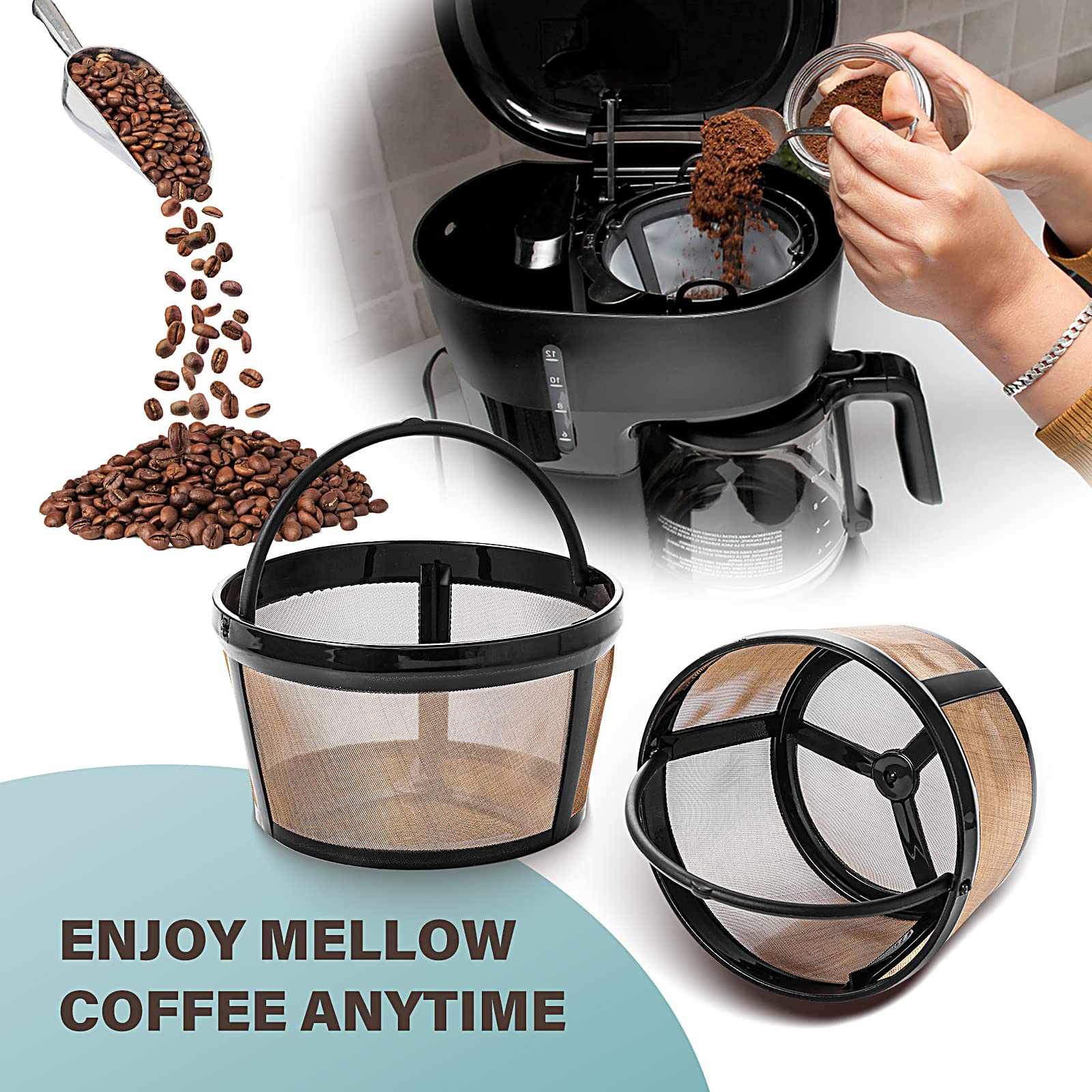 Prasacco Reusable Coffee Filter, 4 Cup Basket Coffee Filters Replacement Coffee Filter Permanent Filter Coffee Replacment Coffee Filter for Mr. Coffee Coffee Makers and Brewers (1 PC)