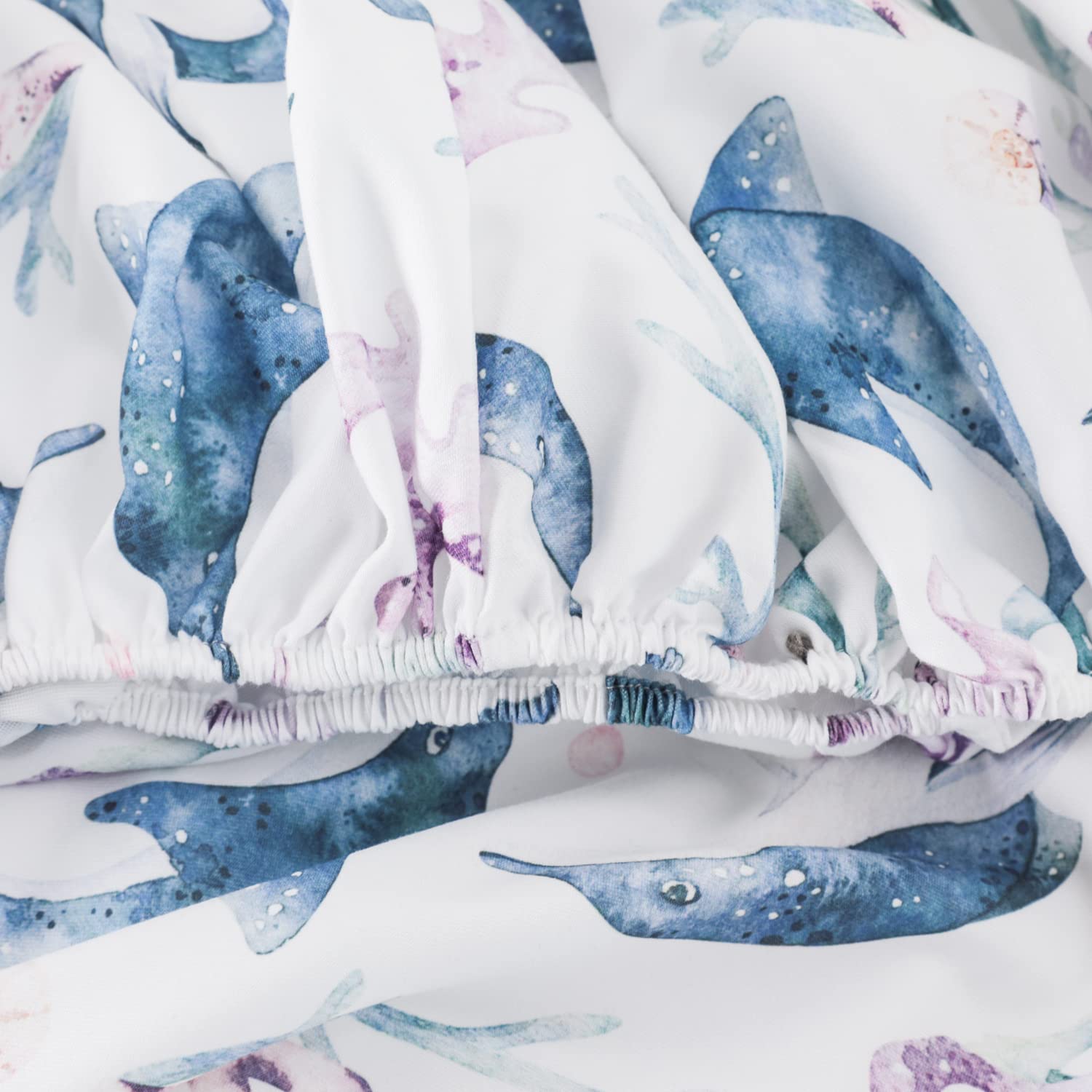 Sahaler Crib Sheet for Girl Boy Baby Polyester Fitted Crib Sheets for Standard Crib and Toddle Mattresses-Blue Whale...
