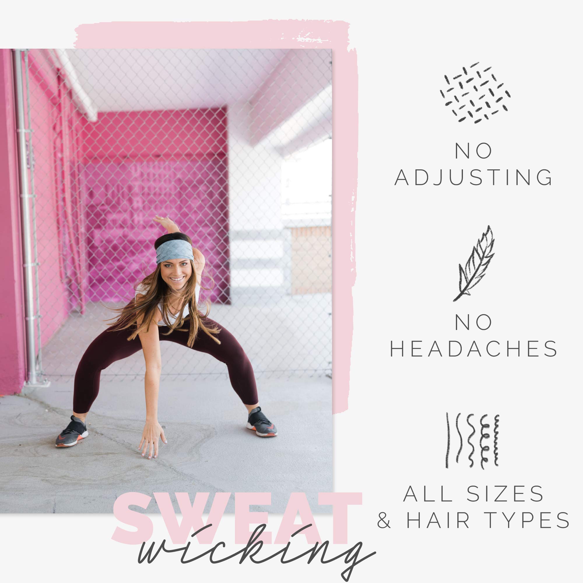 Maven Thread Women's No-Slip Sweat-Wicking Headband for Exercise and Yoga, 4-Pack (Tribe)
