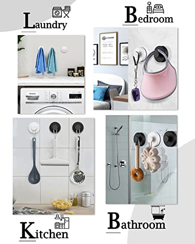 Towel Hooks (Black Matt) for Bathroom - Heavy Duty Shower Suction Hooks for Door Windows Tile Glass Kitchen Bathroom Hooks for Towel Loofah Utensils - 2 Packs Shower Towel Hook B: Black Matte