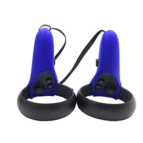 MASiKEN Controller Grip Cover Accessories & Knuckle Strap for Oculus Quest/Oculus Rift S Controller Strap, Upgraded Wrist Straps Handle Protective Sleeve (Blue, Strap+Cover)