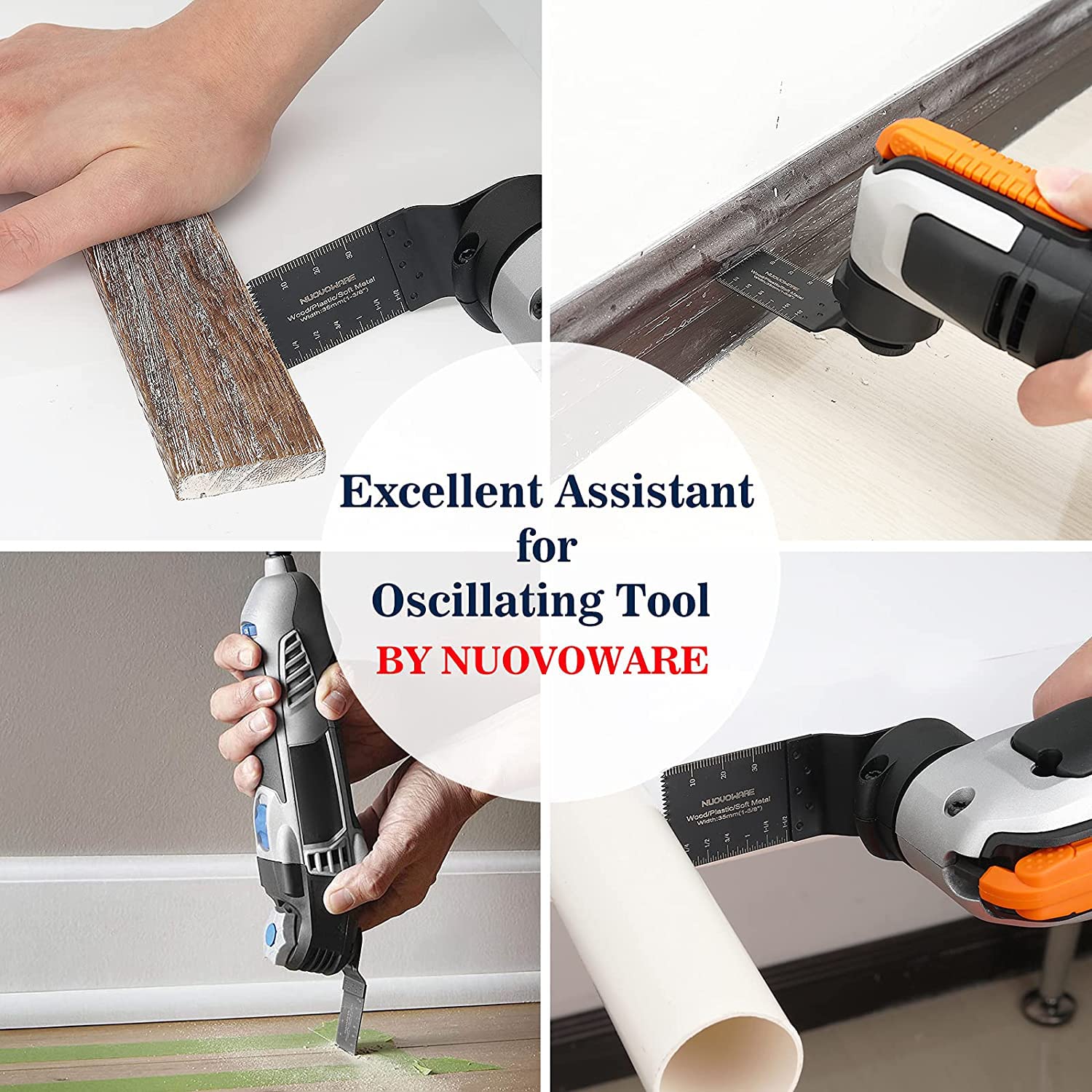 Nuovoware Universal [20PCS] Wood Oscillating Saw Blades, 1-3/8” Metal Quick Release Multitool Kit Compatible with Fein Multimaster Craftsman Rockwell Bosch Ryobi Worksite