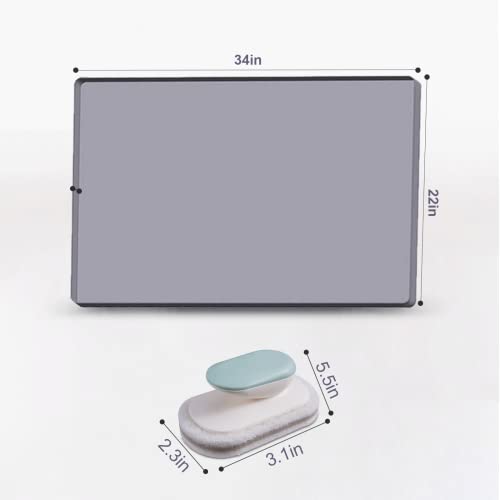 Under Sink Mat, Under Sink Mats for Kitchen Waterproof, 34" X 22" Silicone Under Kitchen Sink Mat, Non Slip Sink Mats Cabinet Protector Mat Suitable for Kitchen, Bathroom and Multiple Scenarios(Grey)