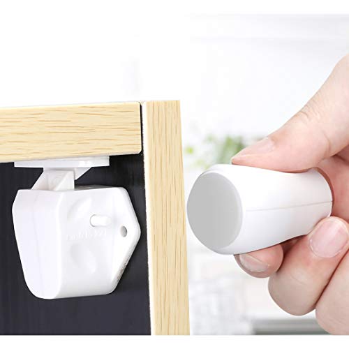 Mingchuan Child Safety Magnet Invisible Locks (4-Pack) Best Baby Proofing Lock for Kitchen Cabinet Drawer Cupboard with 3M Adhesive Cabinets Door Locking Magnetic Latches Kit