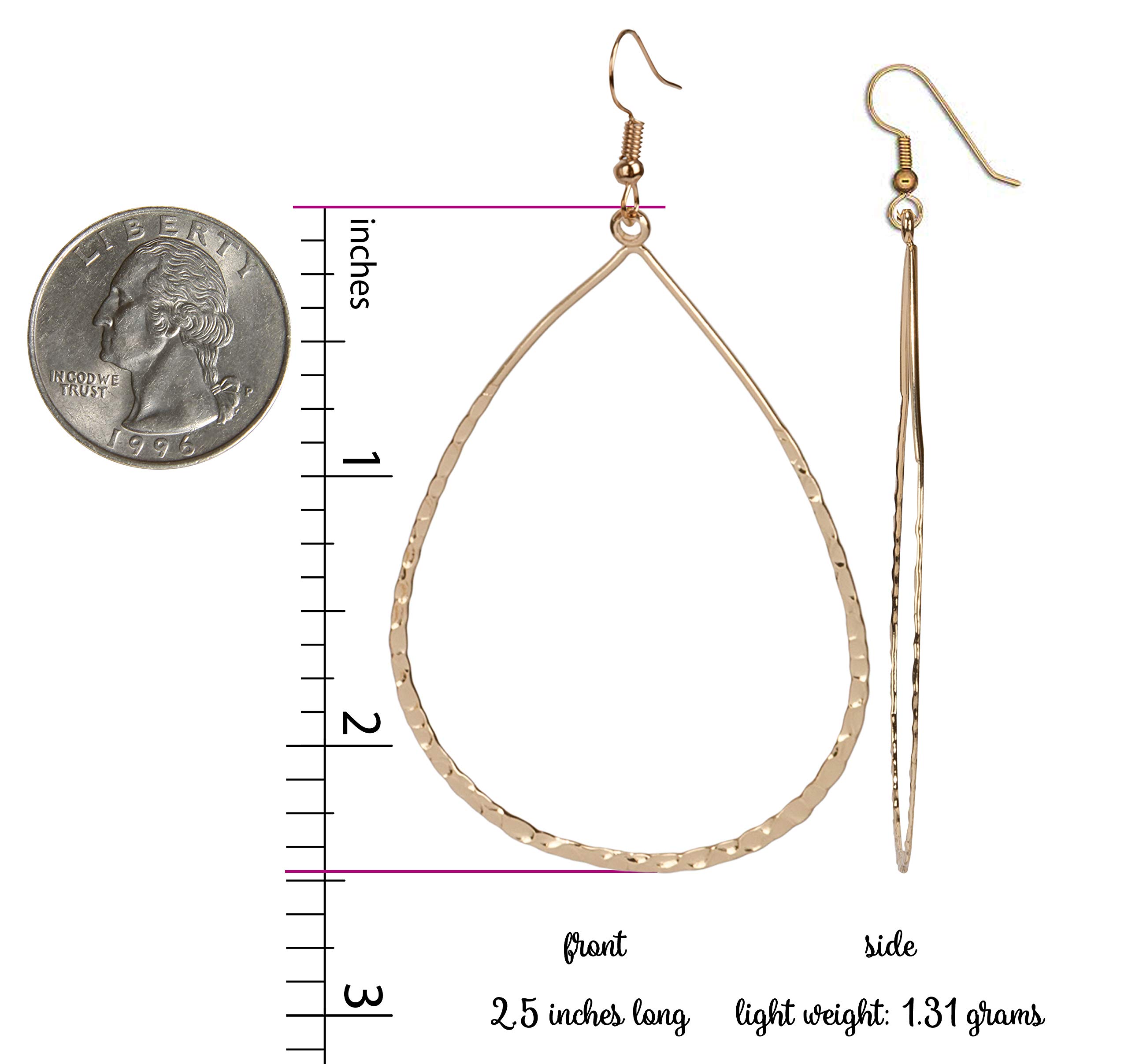 Large Lightweight Statement Open Hoop Teardrop Earrings in Gold with Wavy Texture for Women | SPUNKYsoul Collection