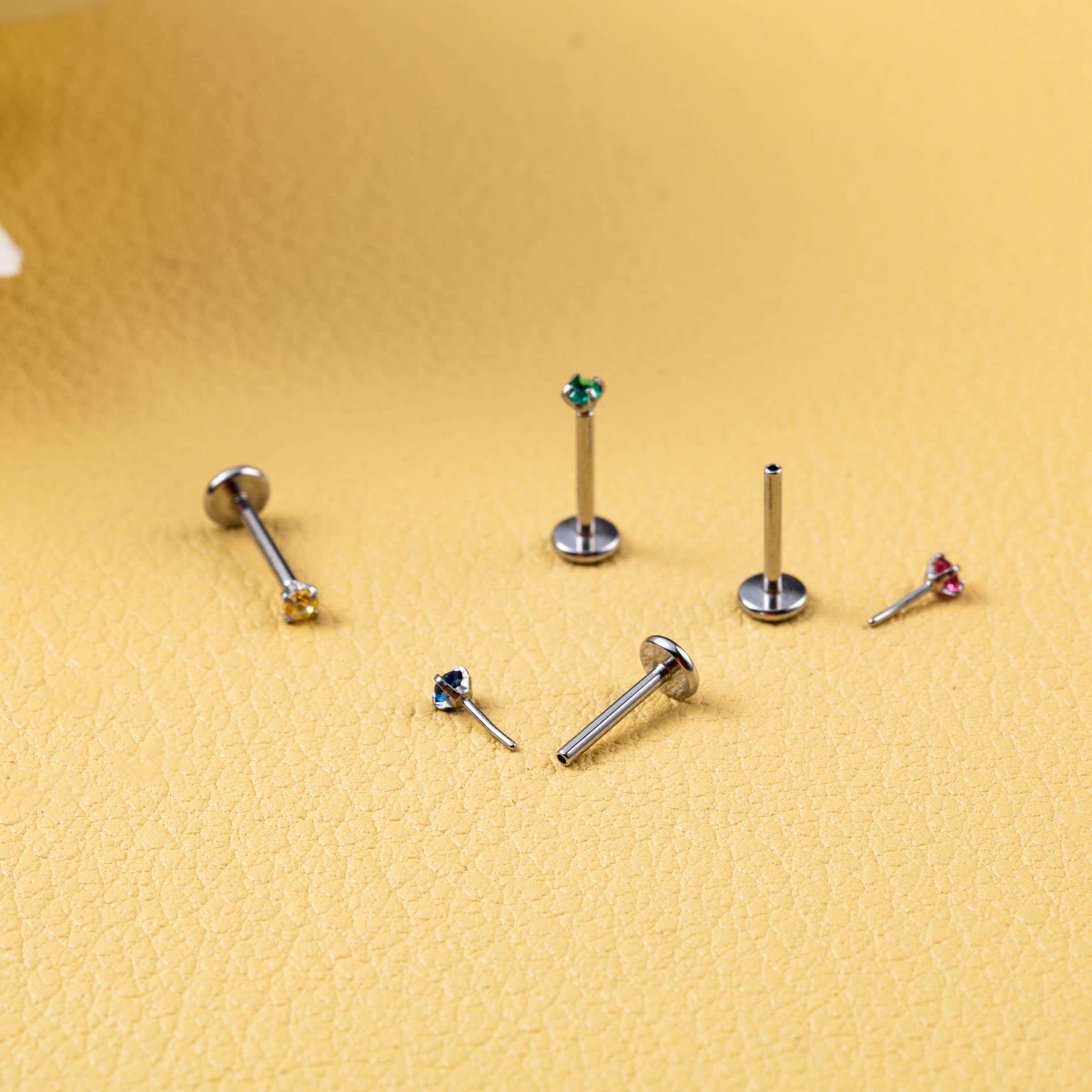 REVOLIA 16 Pcs Stainless Steel 18G Threadless Push in Nose Rings Studs Lip Rings Tragus Earrings Cartilage Stud Helix Labret Monroe Piercing Jewelry