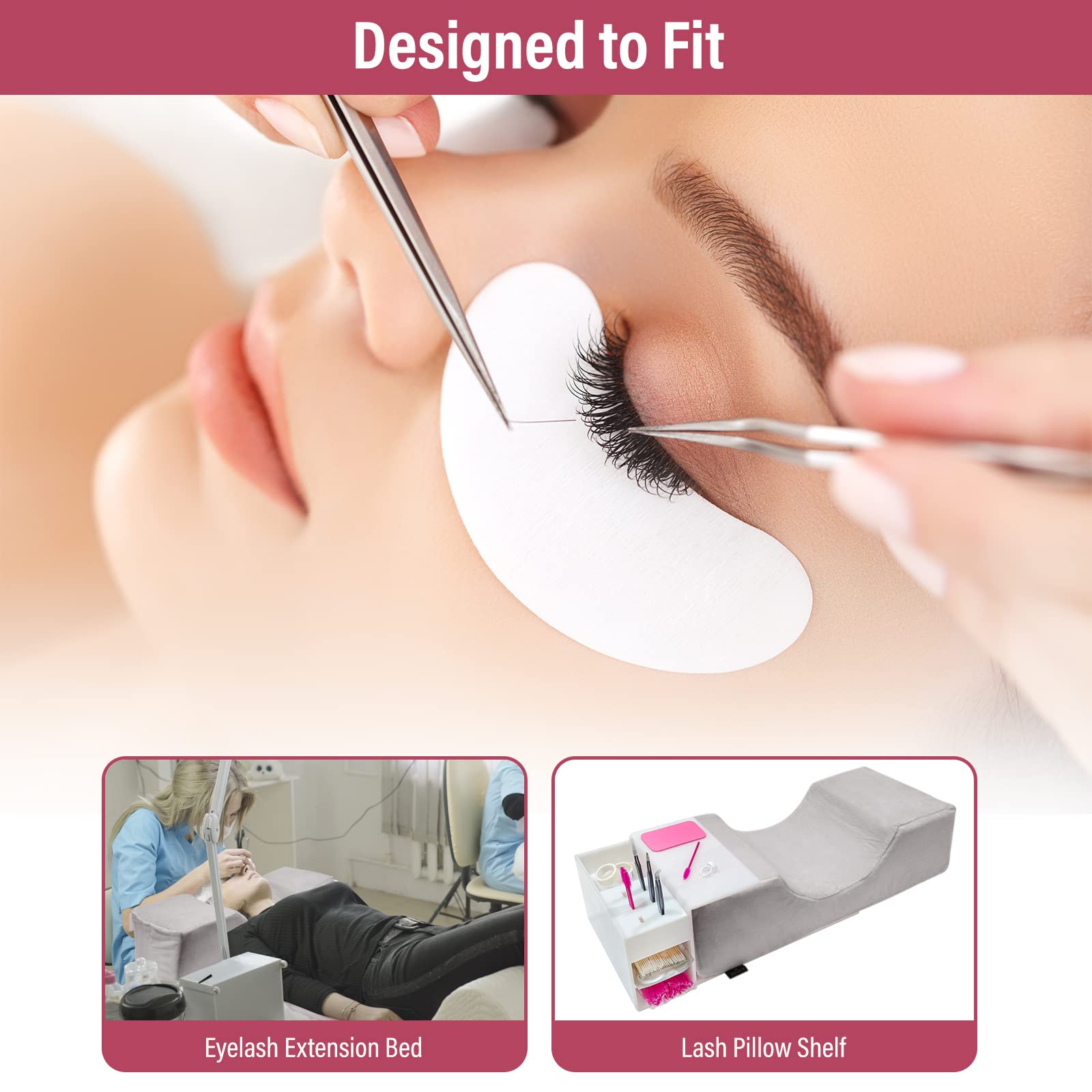 SAILFIN Lash Pillow for Lash Extensions, Eyelash Extension Pillow, Lash Bed Pillow, Memory Foam Lash Neck Pillow for Lash Extensions (Gray)