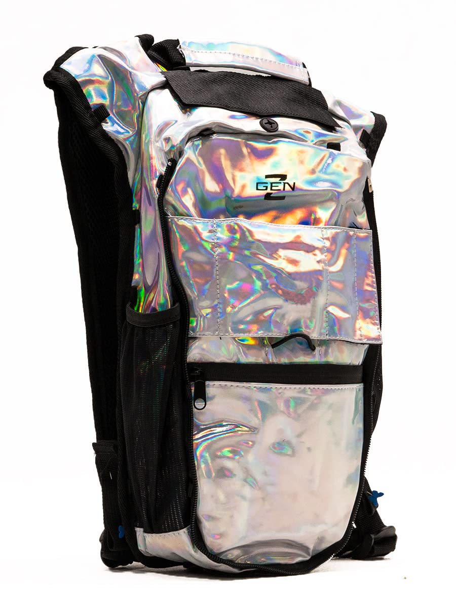 RaveRunnerĀ® Anti-Theft Hydration Backpack | Rave Hydration Pack, Festival Water Bag, Hydropack Rave, Hydration Pack EDC (Holographic)