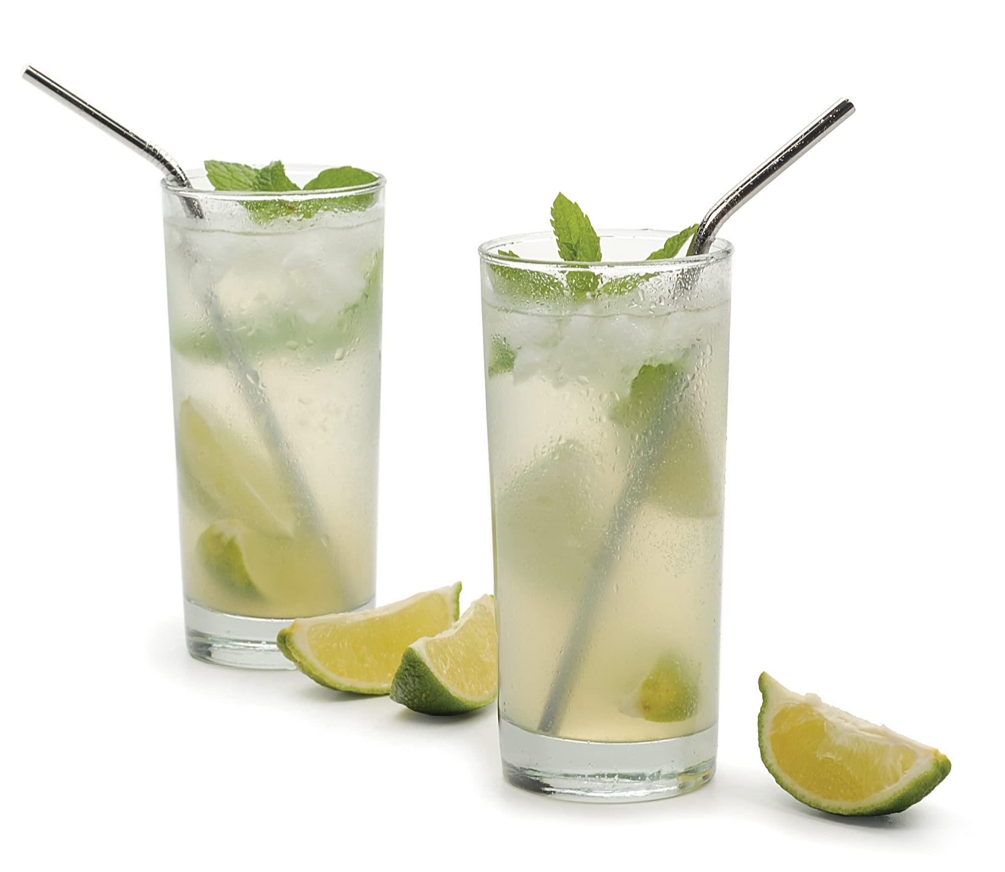 RSVP International Endurance Stainless Steel 8.5" Drink Straws, 4 Count | 5mm Fits Most Tumblers | Reusable & Durable | For Smoothies, Frappes, Sodas, Tea & More | Dishwasher Safe
