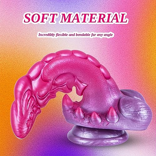 Large Realistic Dragon Dildo - 9.2 Inch Big Dildo, Soft Liquid Silicone Material, Textured, G-spot Stimulator, Wide Anal Dildo, Strong Suction Cup, Hands Free Play, Suitable for Women, Men and Couples