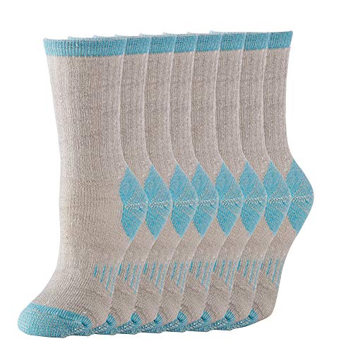 NEVSNEV 70% Merino Warm Wool Women Crew Socks - Hiking Outdoor Athletic Thermal Thickening Cushion (4pair Blue*4)