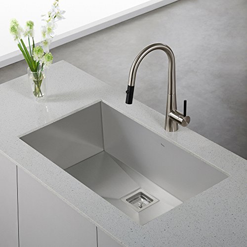 KRAUS Pax 31 1/2-inch 16 Gauge Undermount Single Bowl Stainless Steel Kitchen Sink, KHU32