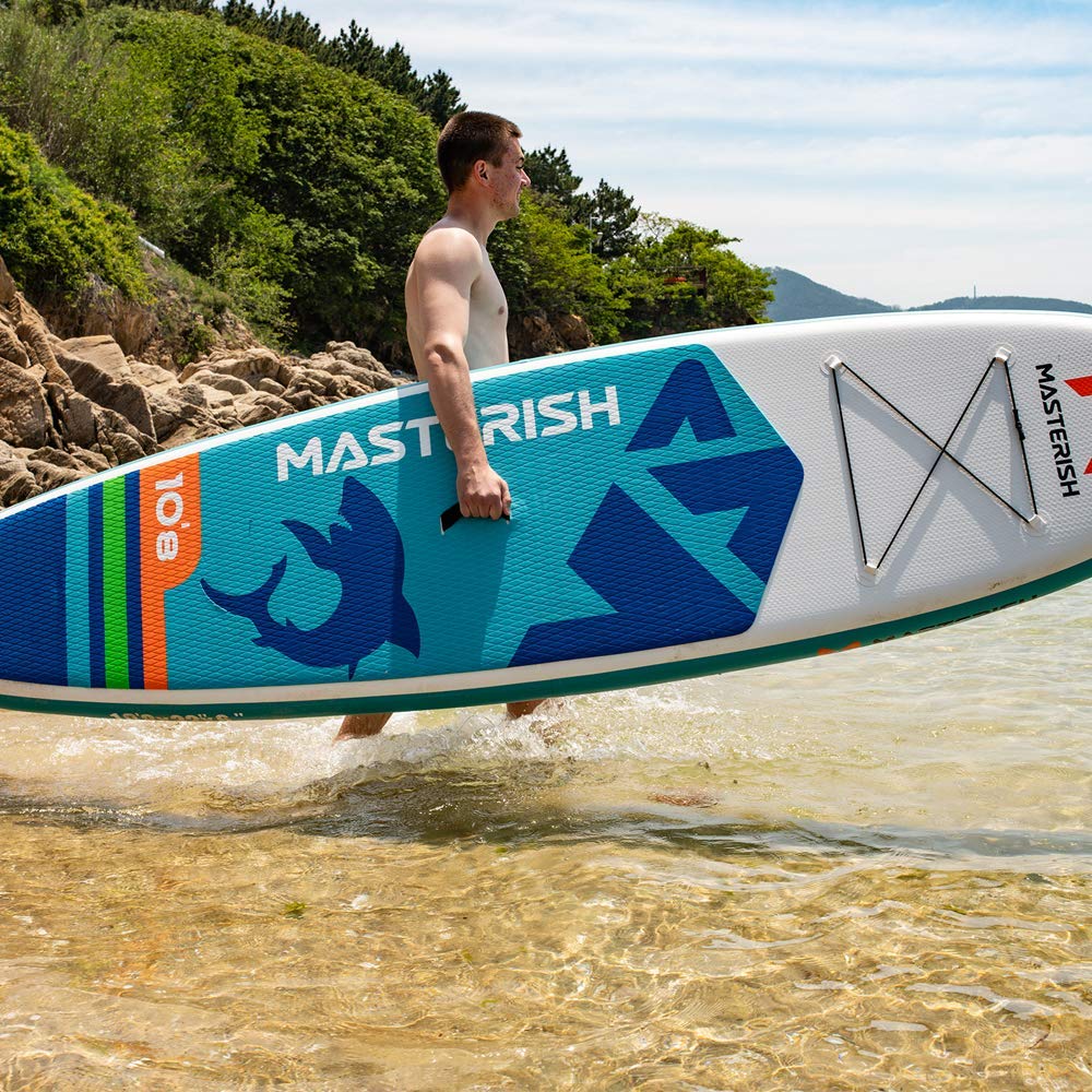 Masterish Inflatable Stand Up Paddle Board (6 Inches Thick) with Premium SUP Accessories 10’8x32”x6”