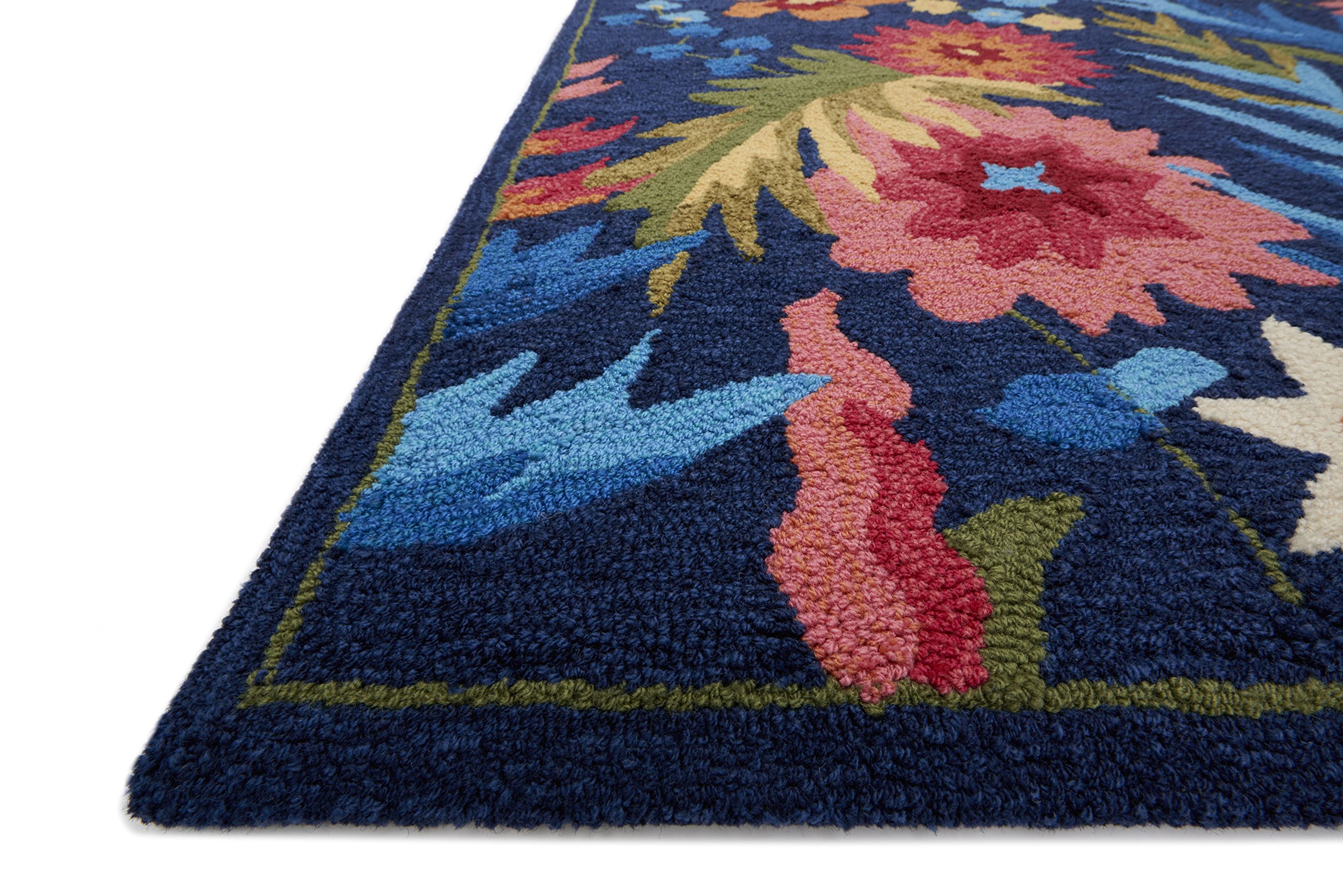 Loloi Francesca Collection Area Rug, 3'-0" Round, Navy/Fiesta