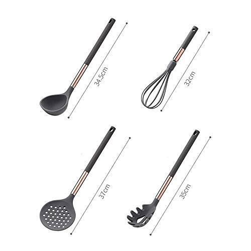 LMMDP Silicone Kitchenware Non-stick Cookware Cooking Tool Spatula Ladle Egg Beaters Shovel Spoon Soup Kitchen Utensils Set