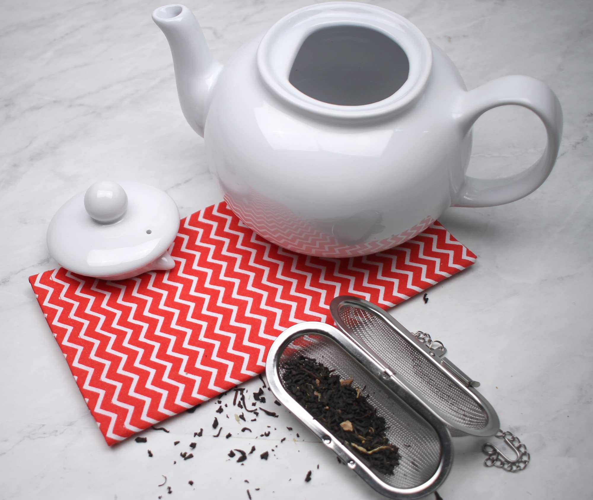 RSVP International Endurance Kitchen Collection Stainless Steel Mesh Floating Spice Infuser for Soups, Stews or Large Tea Pot, Jumbo Oval, 4.25x1.75