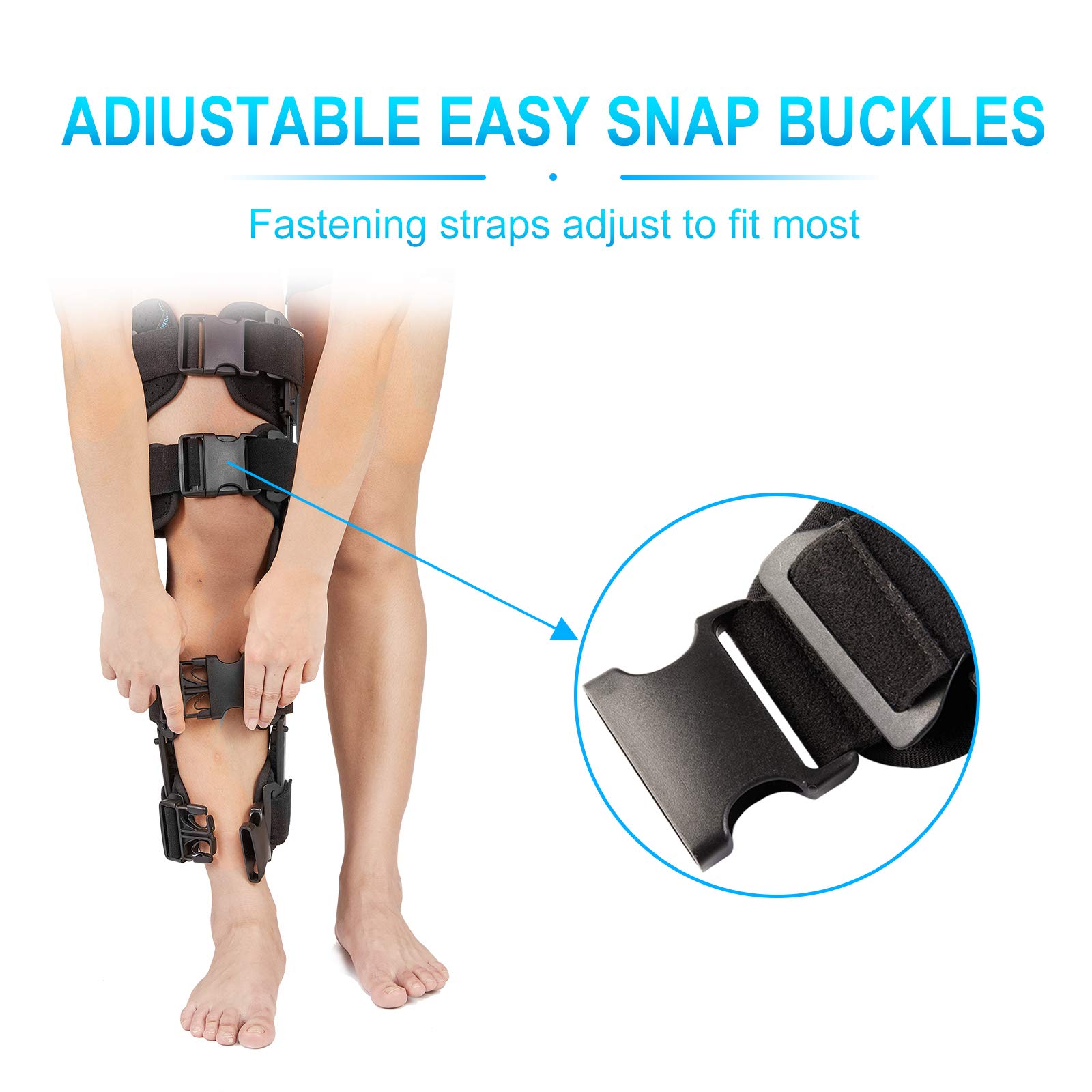 Nvorliy ROM Knee Brace with Shoulder Strap, Post Op Hinged Immobilizer Support, Recovery Stabilization for ACL, PCL, MCL, Oste Arthritis, Joint Injuries and Orthopedic Rehab - Fits Right or Left Leg