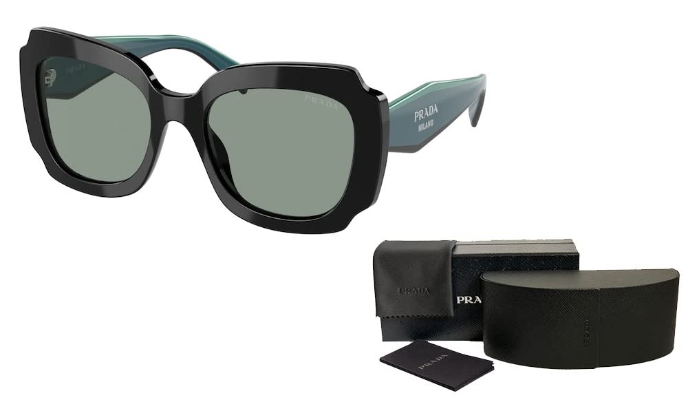Prada PR16YS 1AB08Q 52MM Black/Azure Mirror Internal Silver Irregular Sunglasses for Women + BUNDLE With Designer iWear Eyewear Kit