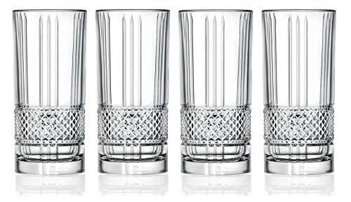 RCR Cristalleria Italiana Crystal Glass Drinkware Set (Highball Cocktail Tumbler (12.5 oz) - 4 Piece)
